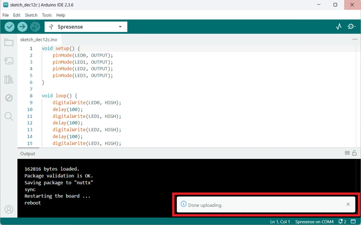 tutorial arduino upload example sketch done